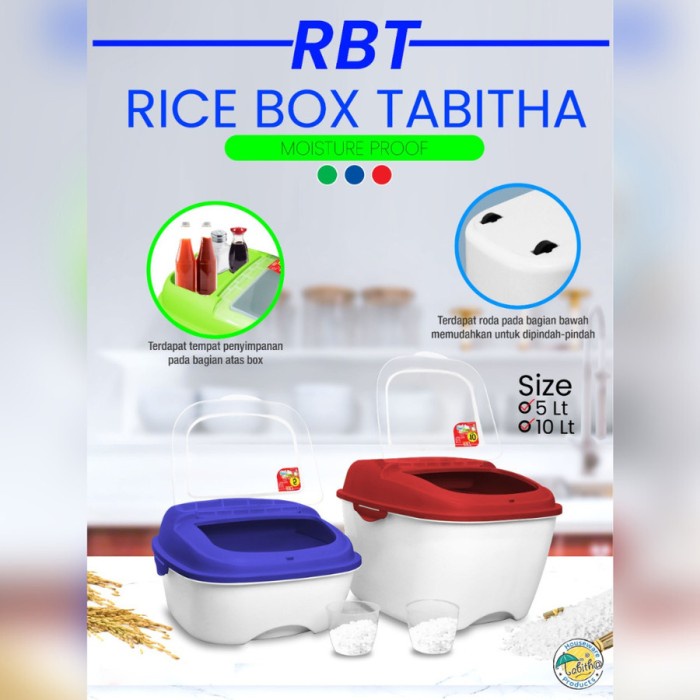 Tabitha Rice Box Container / Tempat Penyimpanan Beras + Roda & Cup ...