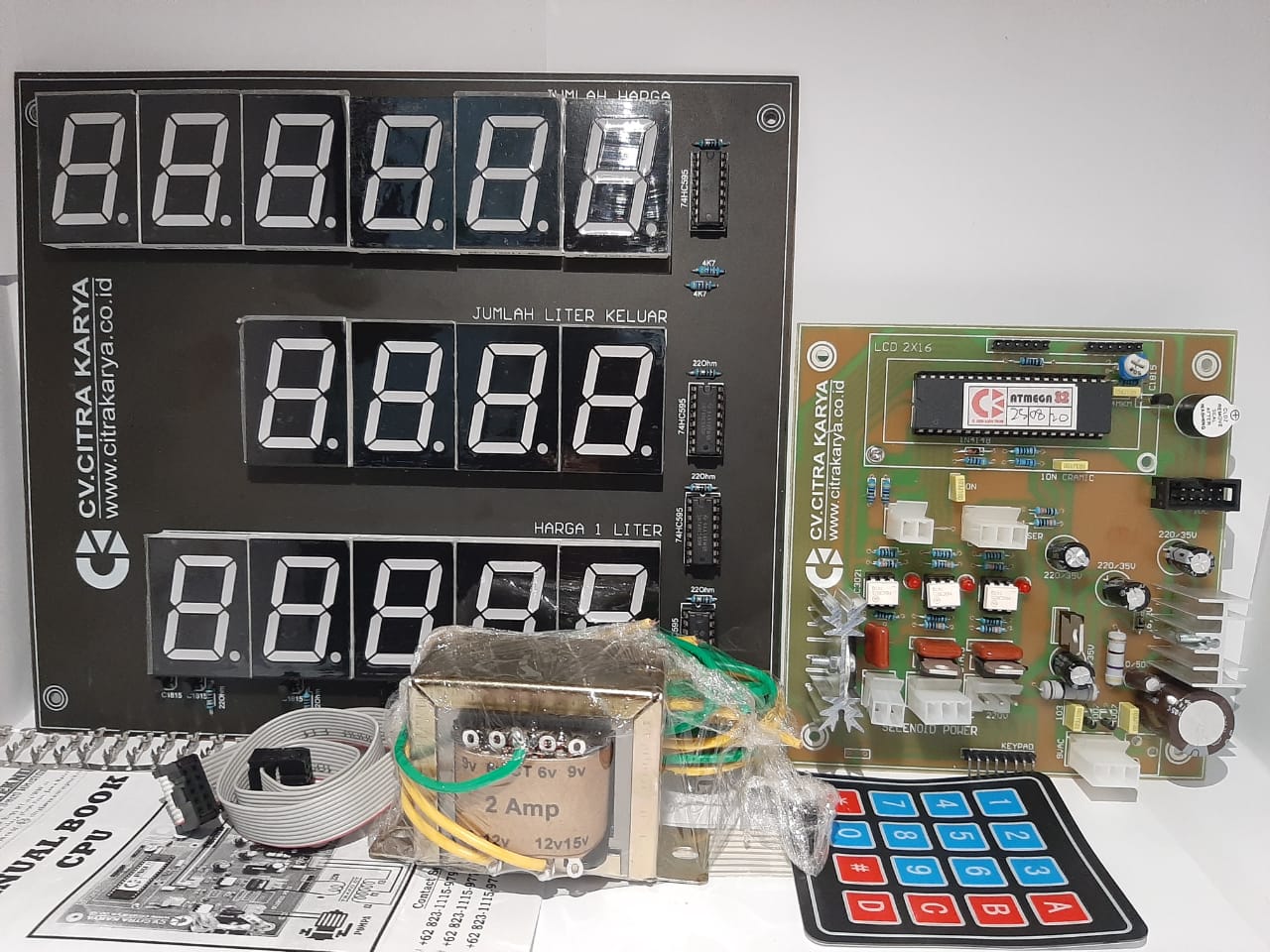 Set CPU Display 7 Segmen Isi Program Atmega 32 Keypad kabel IDC & Trafo ...