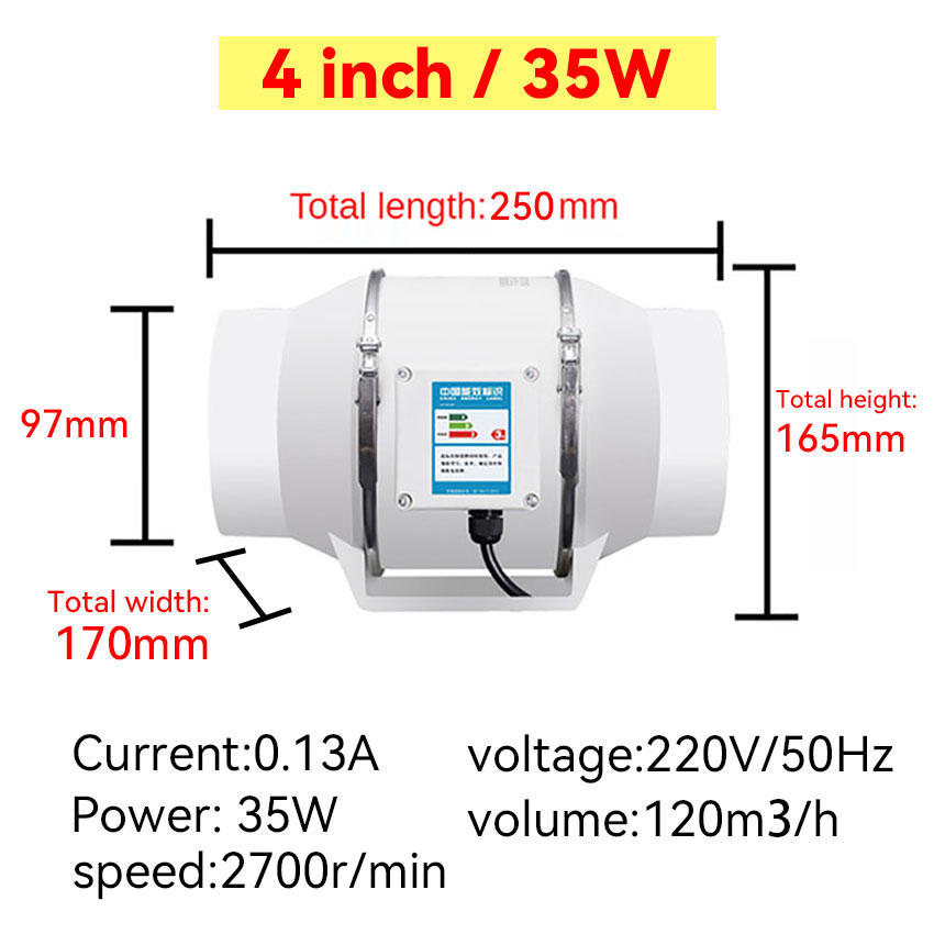 4/6 Inch Inline Duct Fan Booster Exhaust Blower Hisap Air Cooling Vent ...