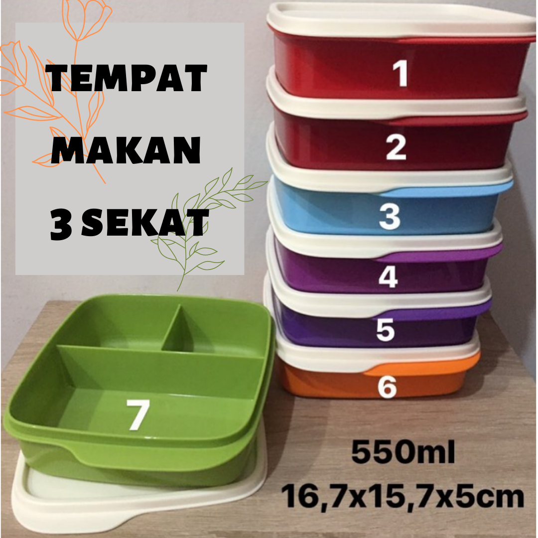 LOLLYTUP KOTAK MAKAN 3 SEKAT WARNA WARNI RAINBOW ORI BY TUPPERWARE - 1 ...