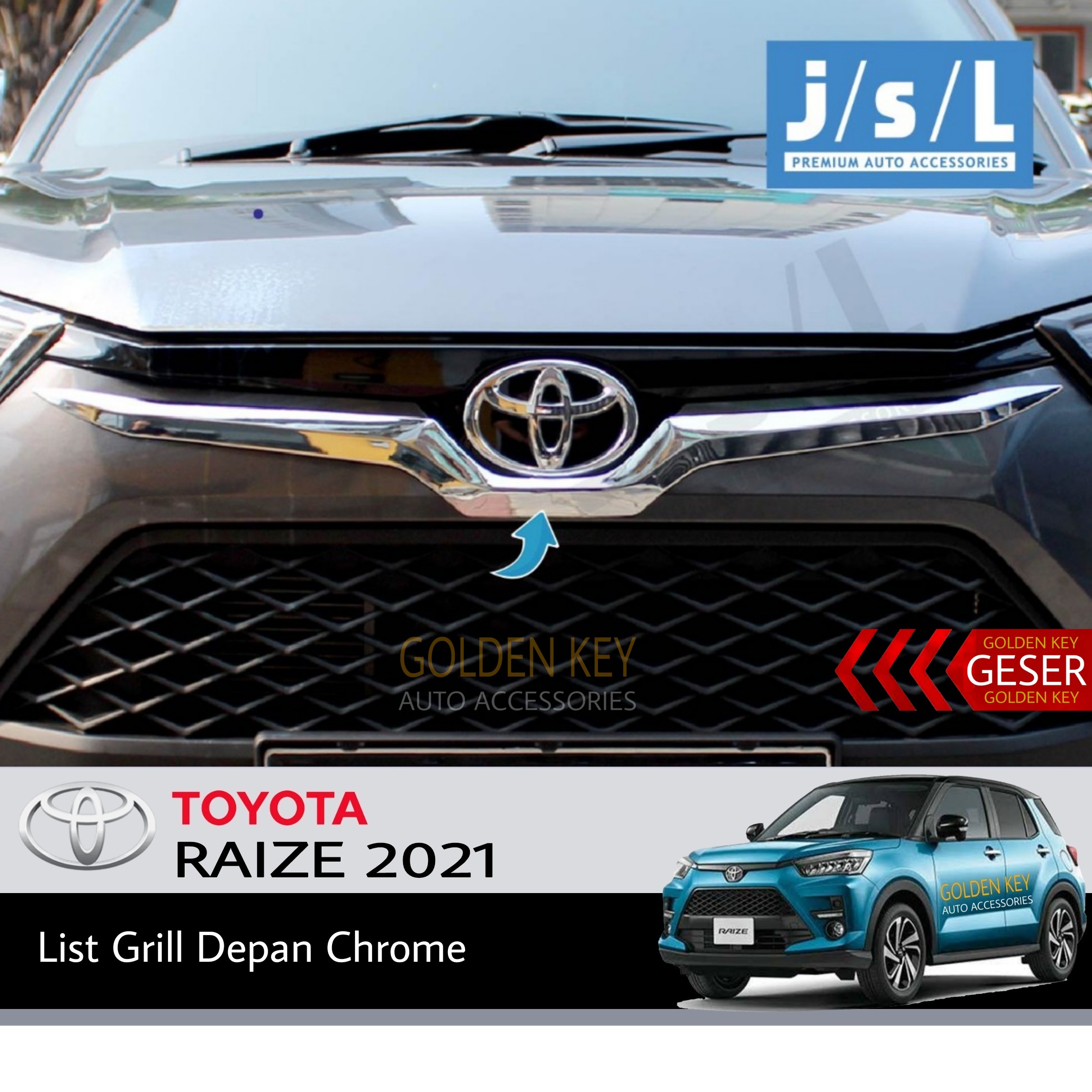 JSL List Grill Raize 2021 Front Grille Trim Chrome | Lazada Indonesia