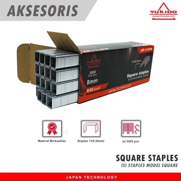 Isi Staples Paku Tembak 13/8 8mm U 5000pcs Refill Isi Ulang Air Nailer ...