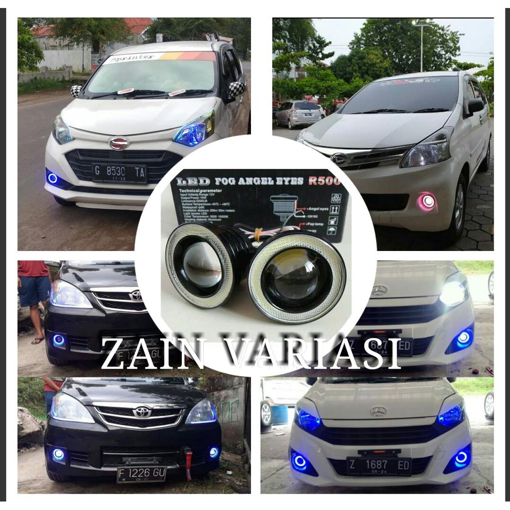 SEPASANG LAMPU LED BIRU FOGLAMP ANGEL EYES 89MM MOBIL AVANZA XENIA ...