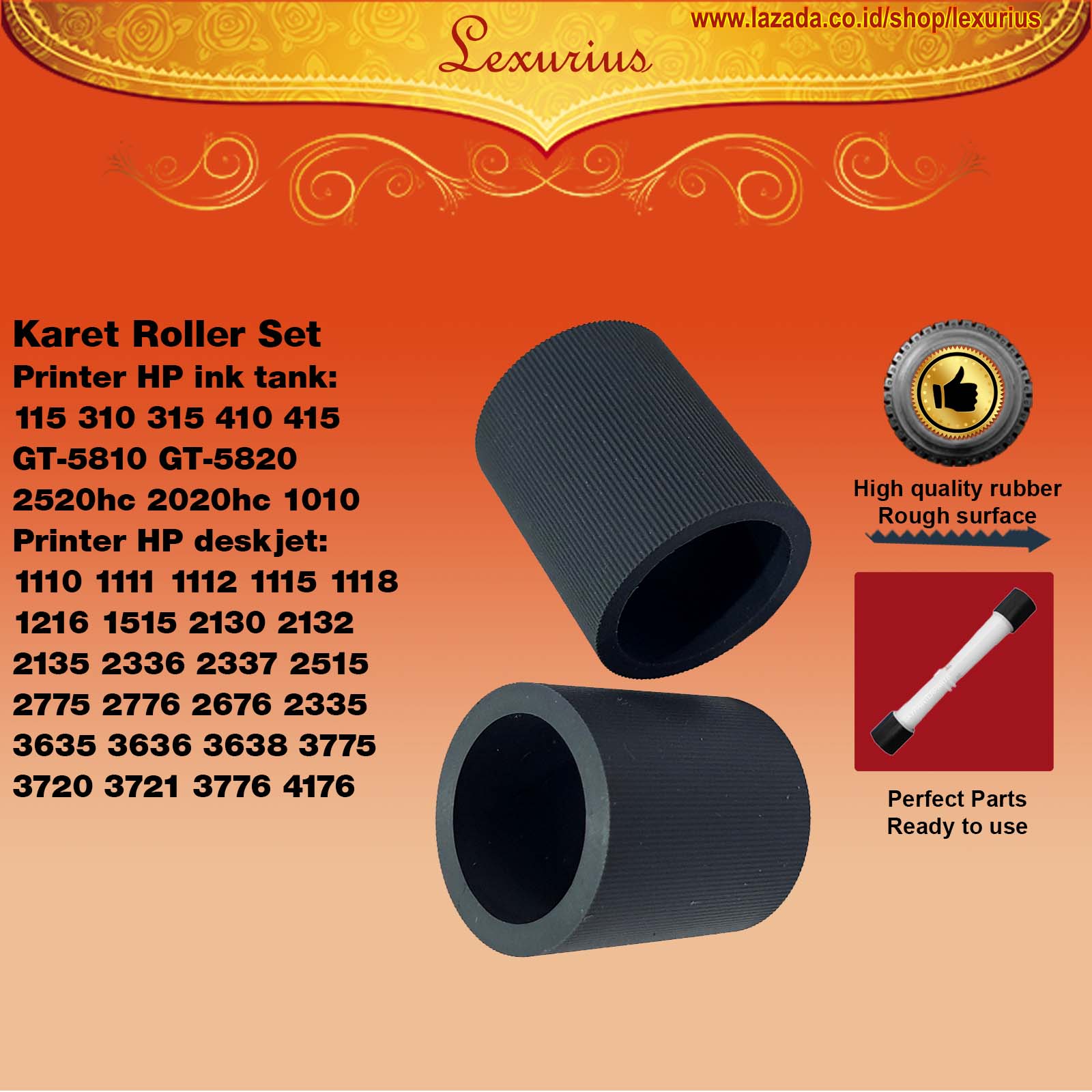 Karet pick up Roller ASF pickup Roler Set spare part karet penarik kertas compatible Printer HP ...