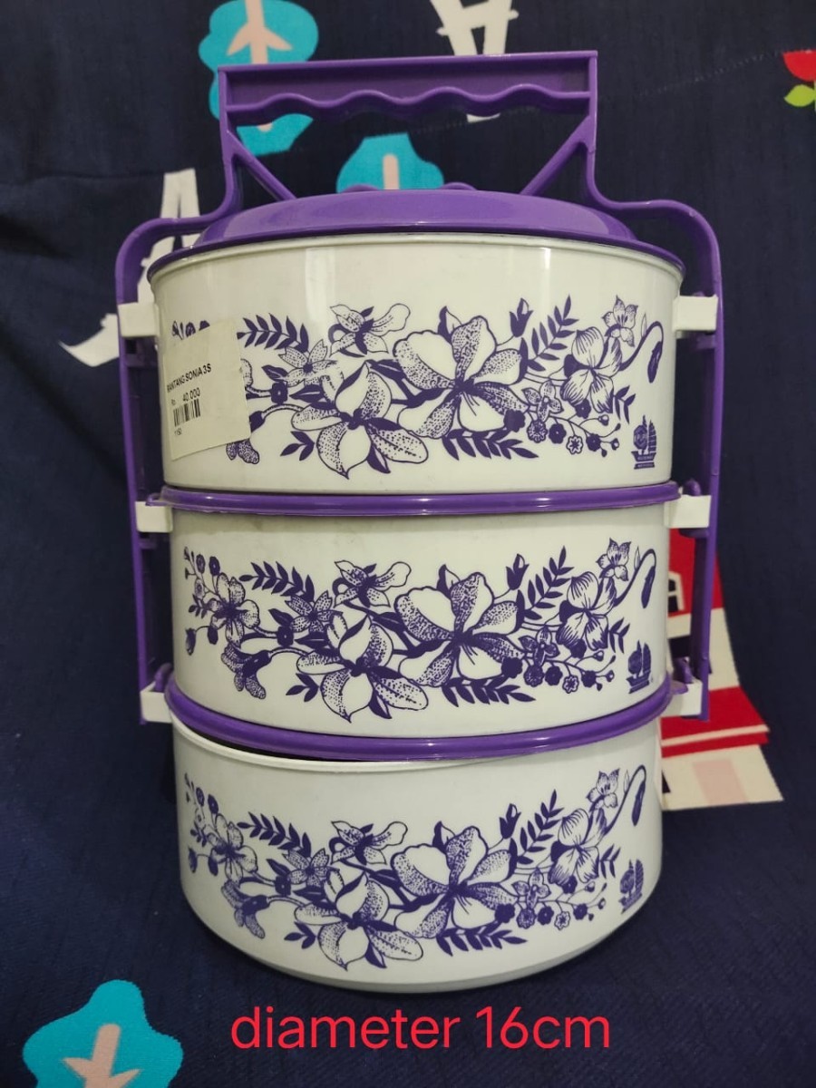 RANTANG MAKANAN SAYUR SONIA JADUL LEGEND 3 SUSUN MOTIF KEMBANG 3 SUSUN ...