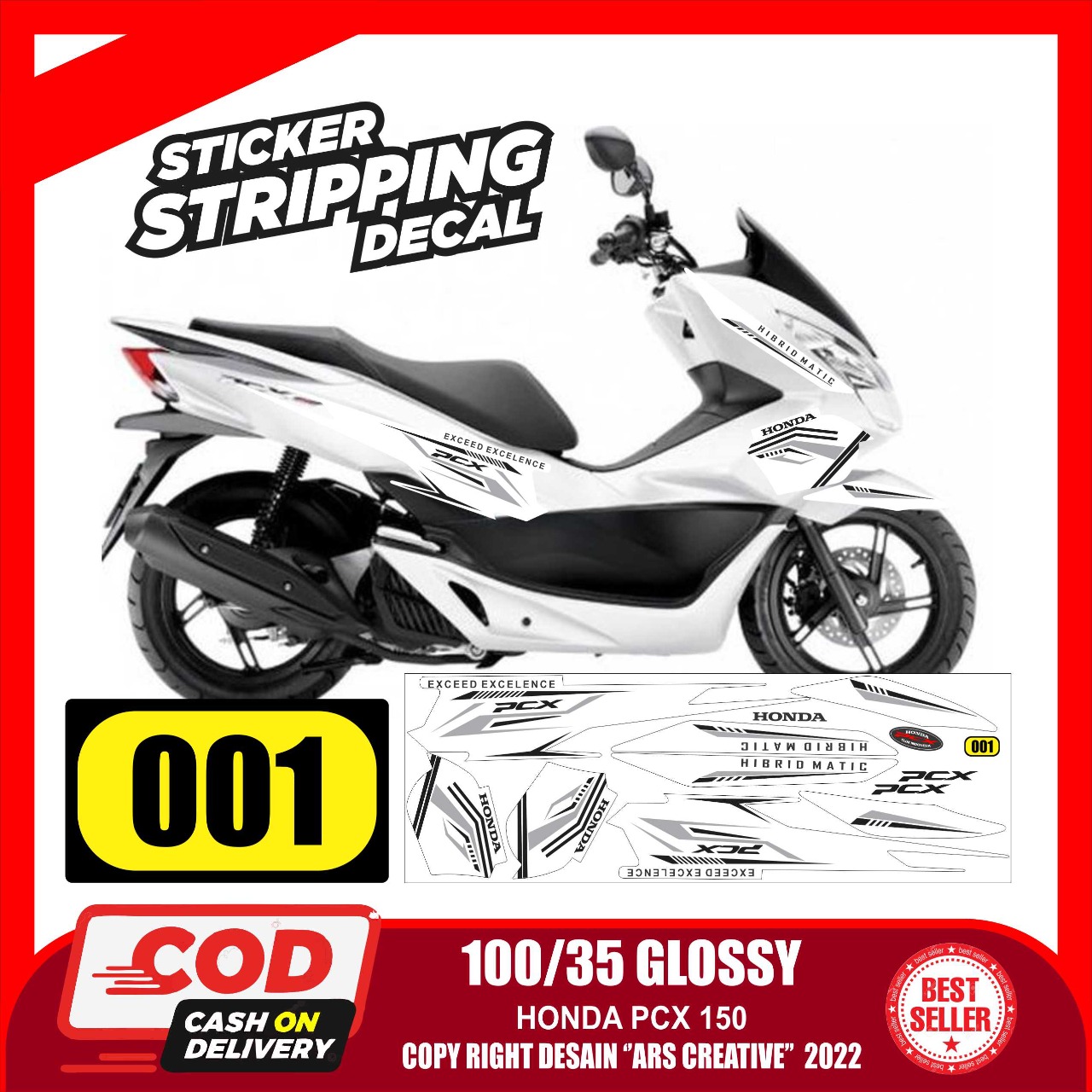 [COD] striping variasi honda pcx 150/sticker lis polet motor pcx/stiker ...