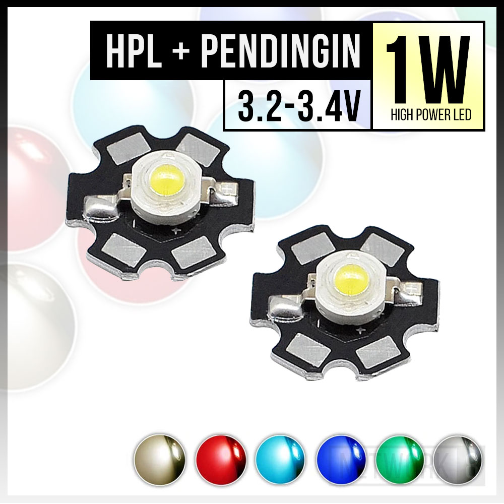 HIGH POWER LED HPL 1W HEATSINK PCB PENDINGIN 1 WATT 1W 3 VOLT 3V DC3V ...