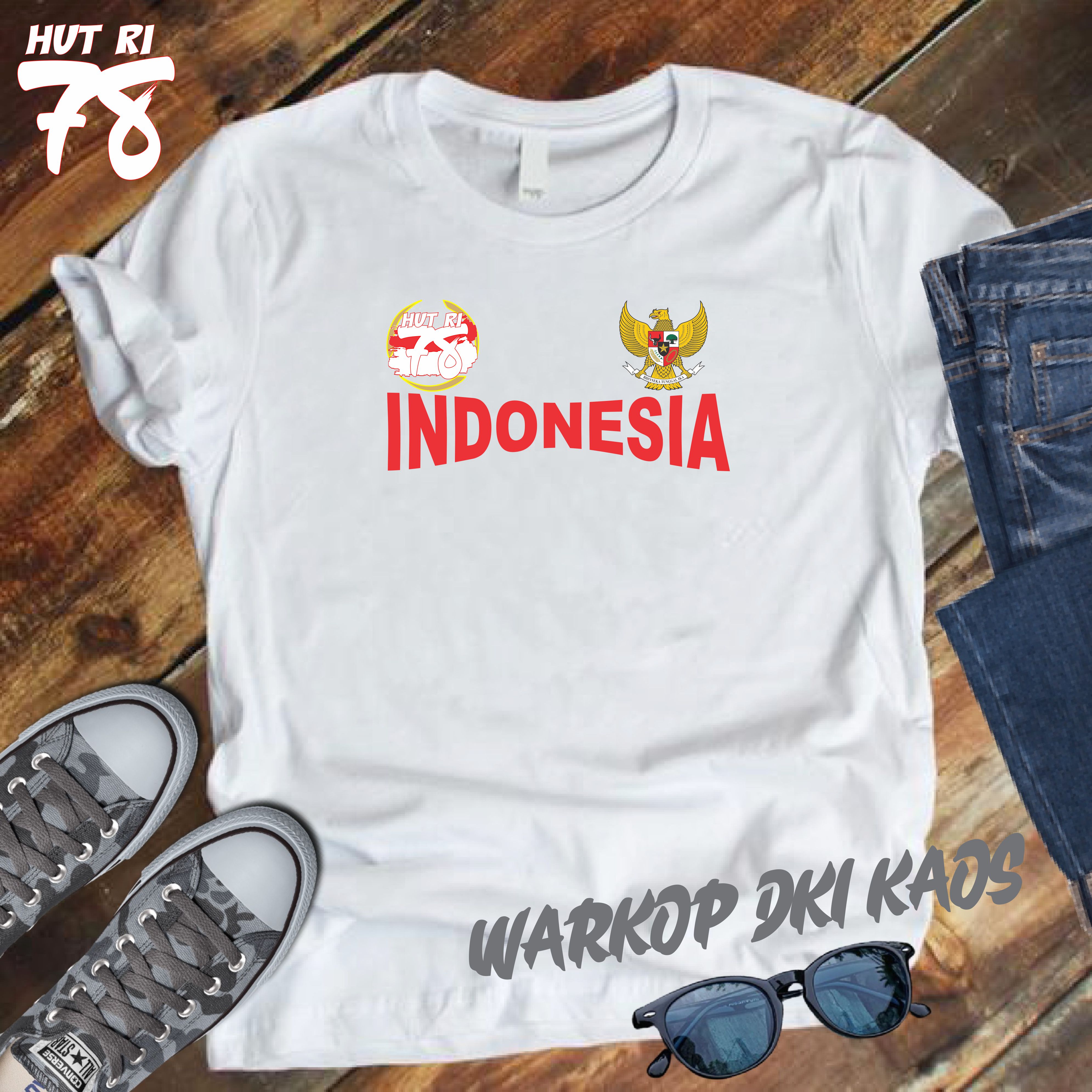 KAOS MURAH/KAOS NEW HUT RI 78 INDONESIA MERDEKA/KAOS 17 AGUSTUS/KAOS DIRGAHAYU REPUBLIK ...