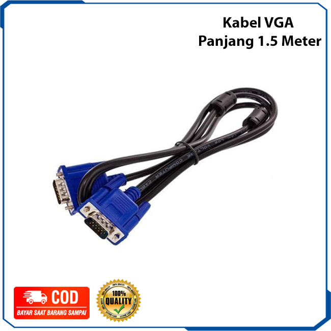 Kabel VGA 1.5 Meter Kabel VGA 1.5m Untuk Monitor Pc Komputer Laptop ...
