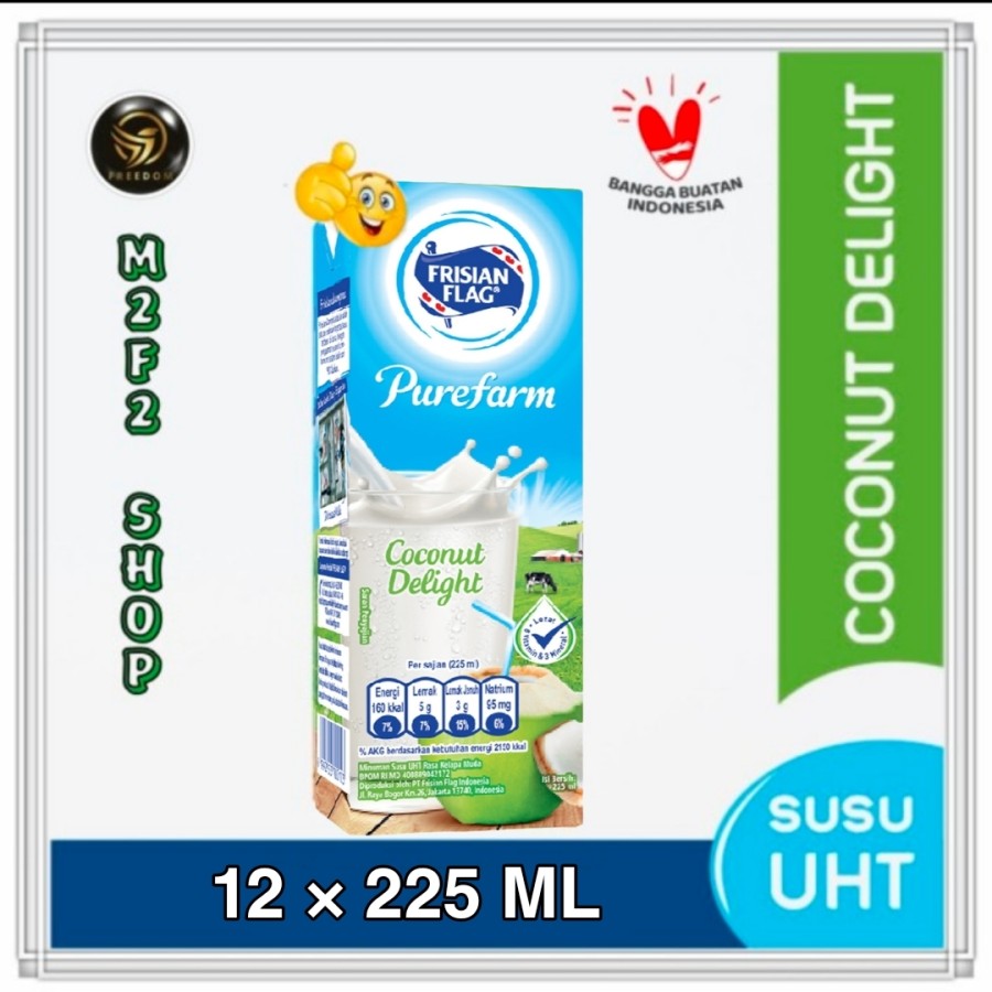 Susu Bendera Frisian Flag Purefarm Coconut Delight UHT 225 ml (Kemasan ...
