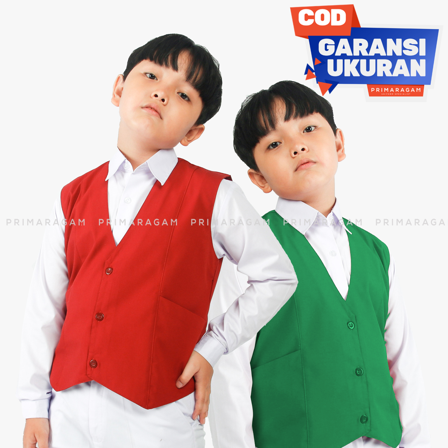 Rompi seragam sekolah sd mi merah hijau polos saku sekolah dasar ...