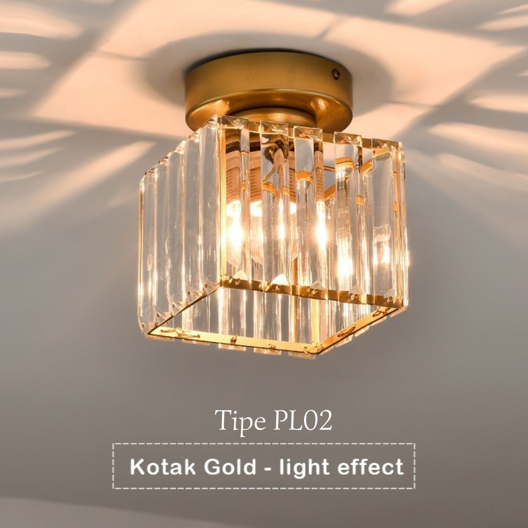 Kokomi Lampu Kristal Plafon rumah Lampu ceiling kristal kotak modern ...