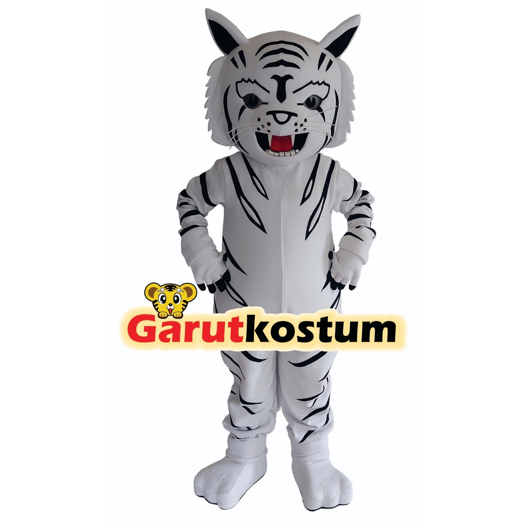 Kostum maskot badut macan putih dan hitam setelan dewasa lucu | Lazada ...