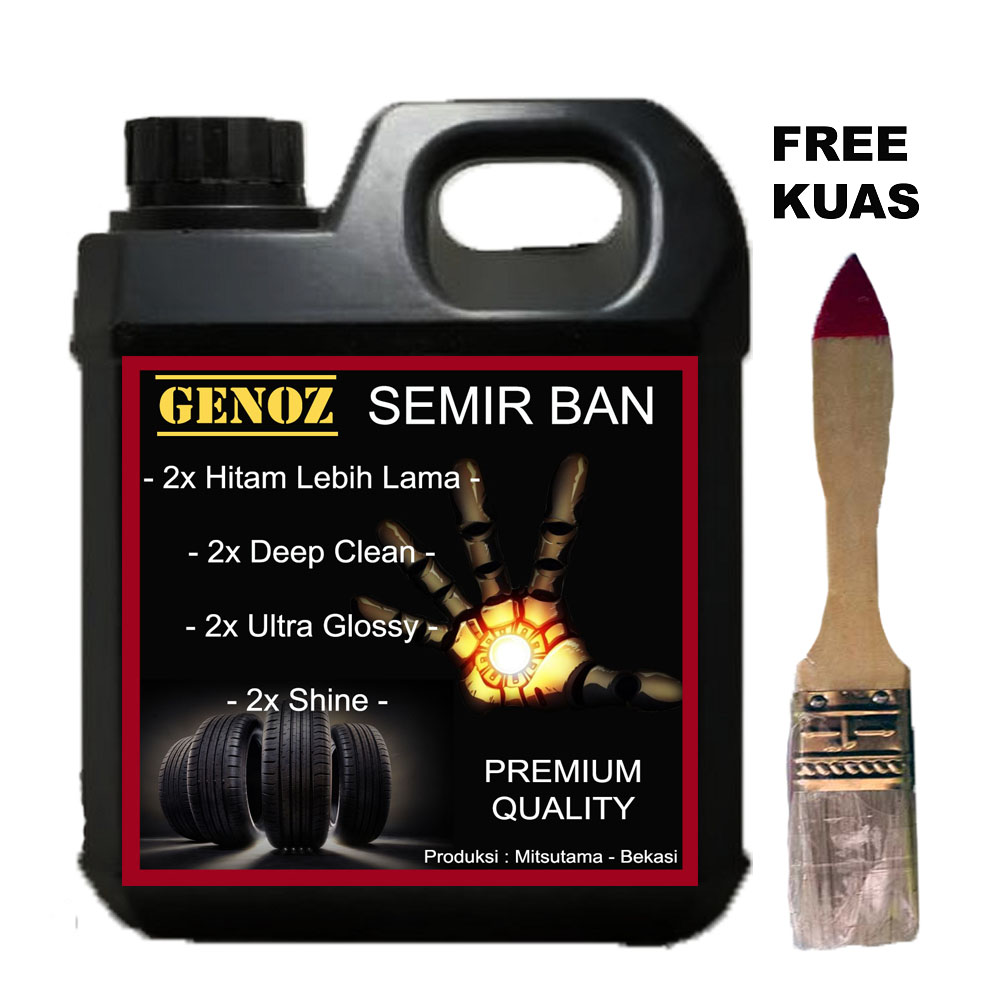 GENOZ Semir Ban 1 liter / Pengkilap Ban / Penghitam Ban Mobil Ban Motor ...