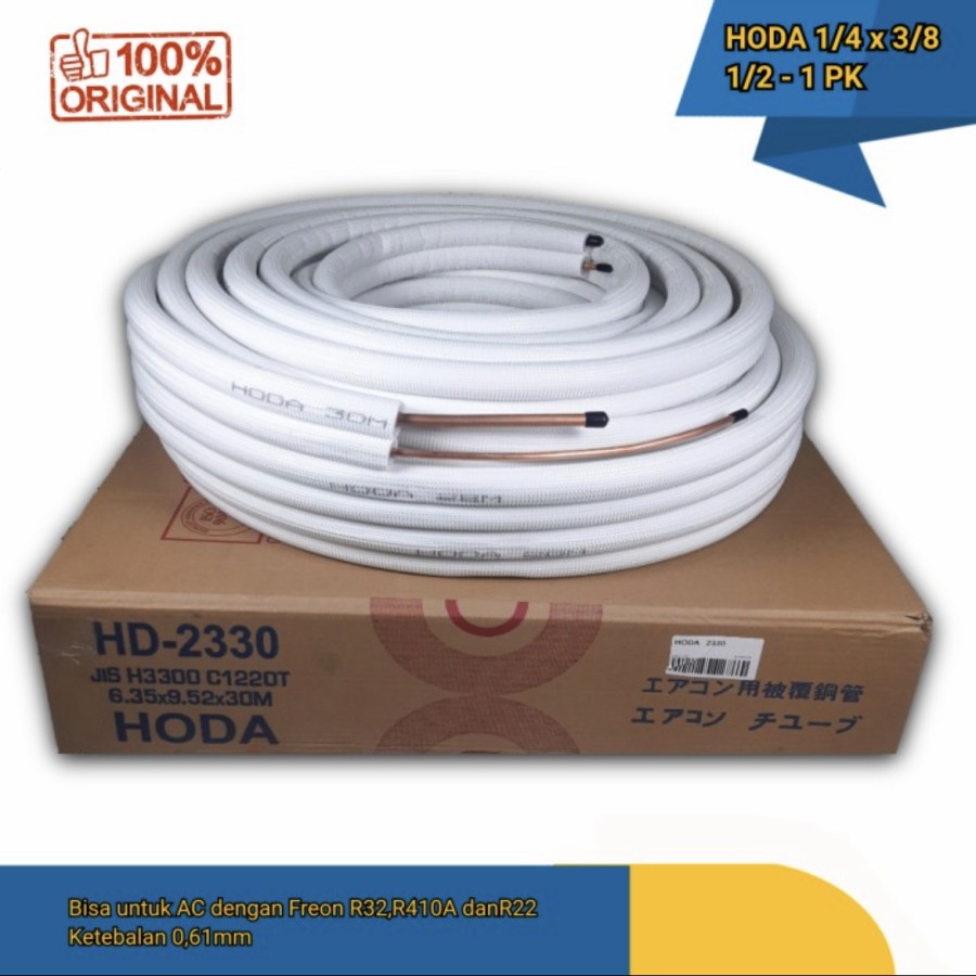 Pipa ac merk hoda 1/4 3/8 untuk ac 1/2 - 1 pk original 30 meter ...