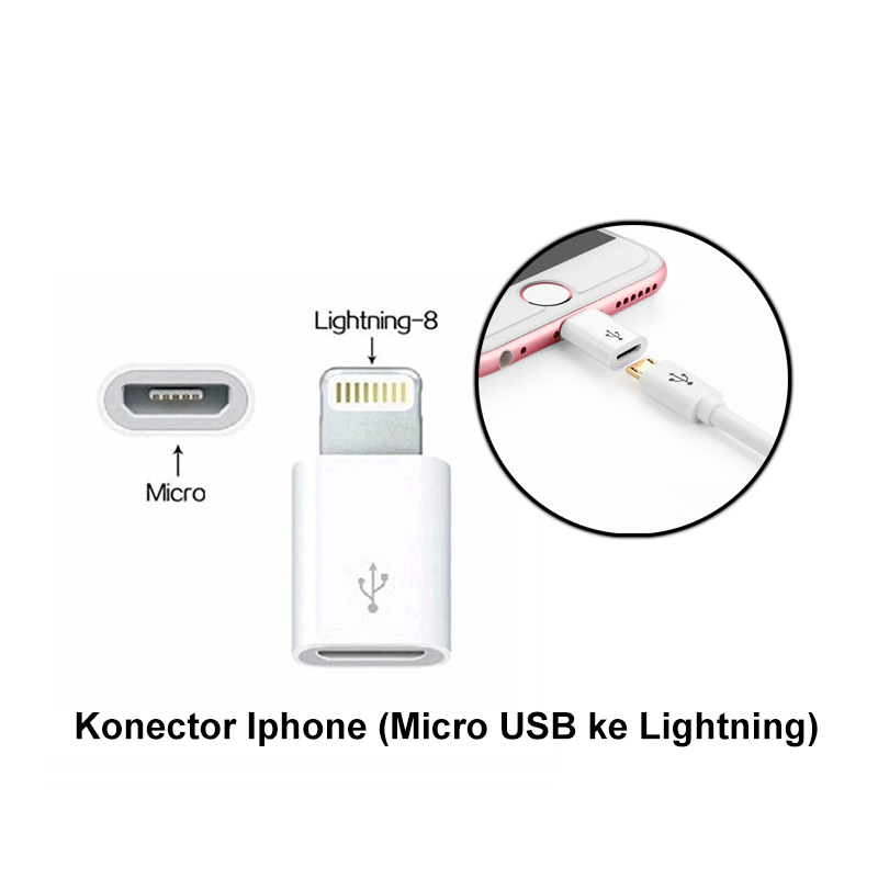 Converter Adaptor Konektor Sambungan Micro USB To Iphone Lightning ...