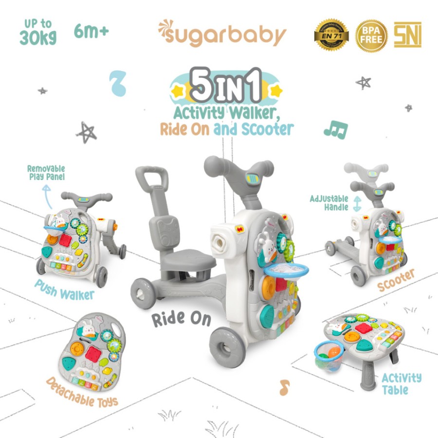 Sugar Baby 5in1 Activity Walker Ride On And Scooter | Lazada Indonesia