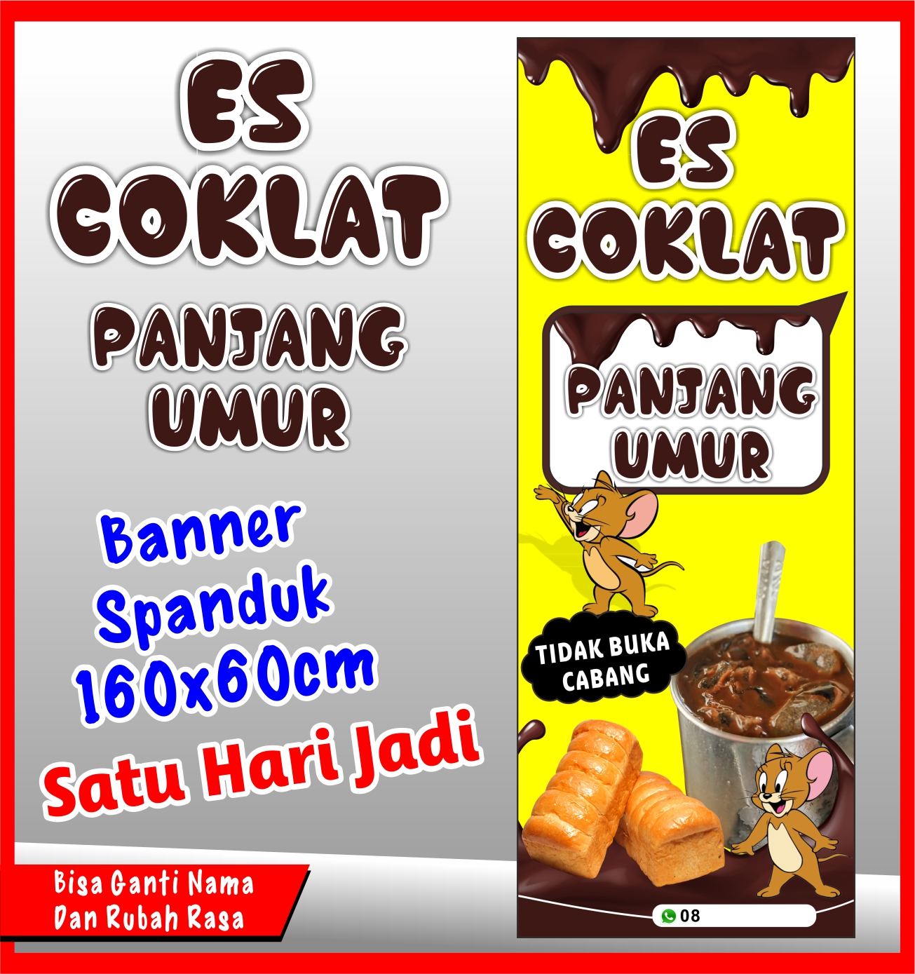 Spanduk Banner Backdrop Es Coklat Tambah Umur/ Banner Es Coklat Panjang ...