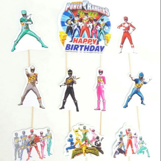 Satu set topper cake hiasan kue ulang tahun karakter power rangers ...