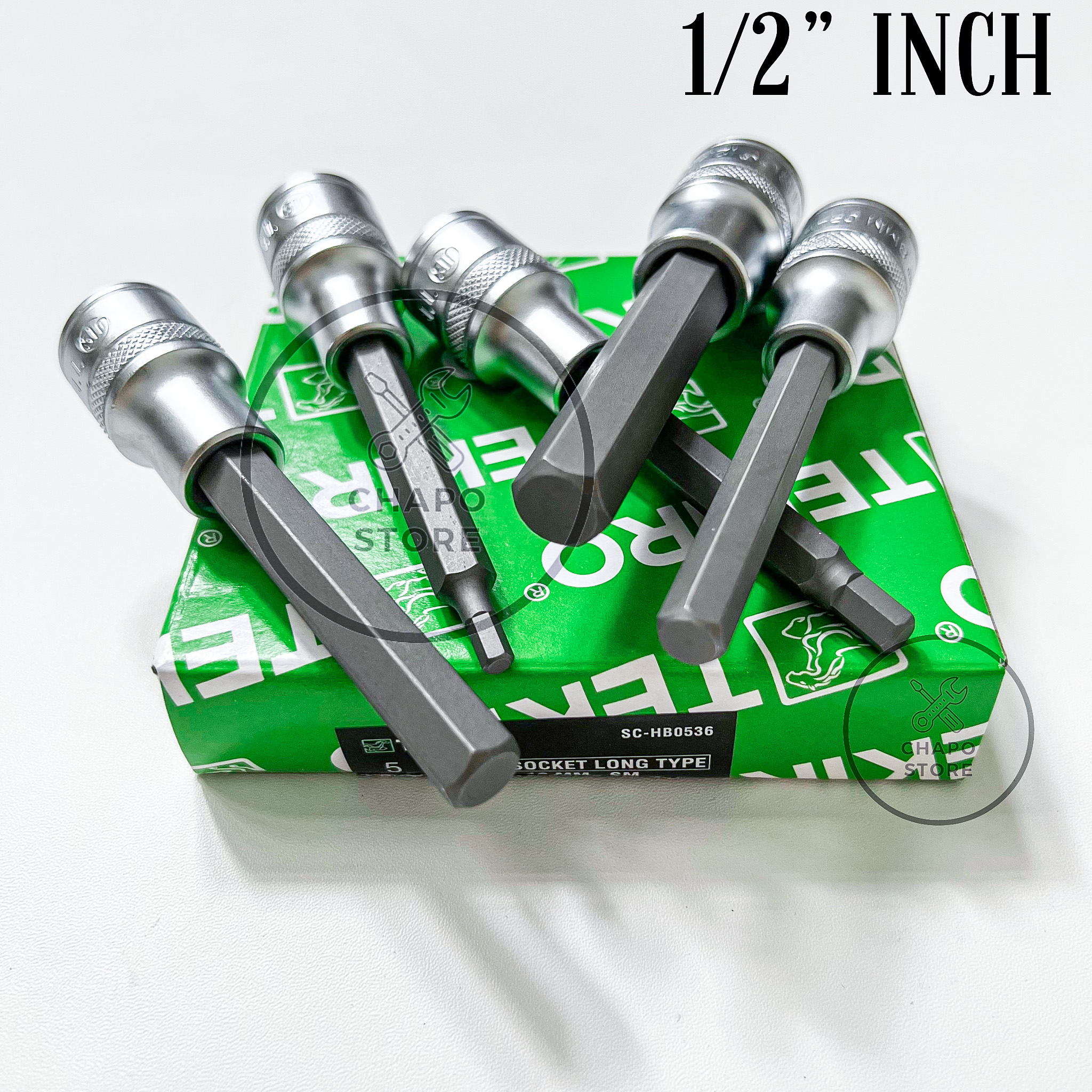 Tekiro mata kunci sok sock shock socket L ketok 4 5 6 8 10 12mm 1/2" inch hex bit long type ...