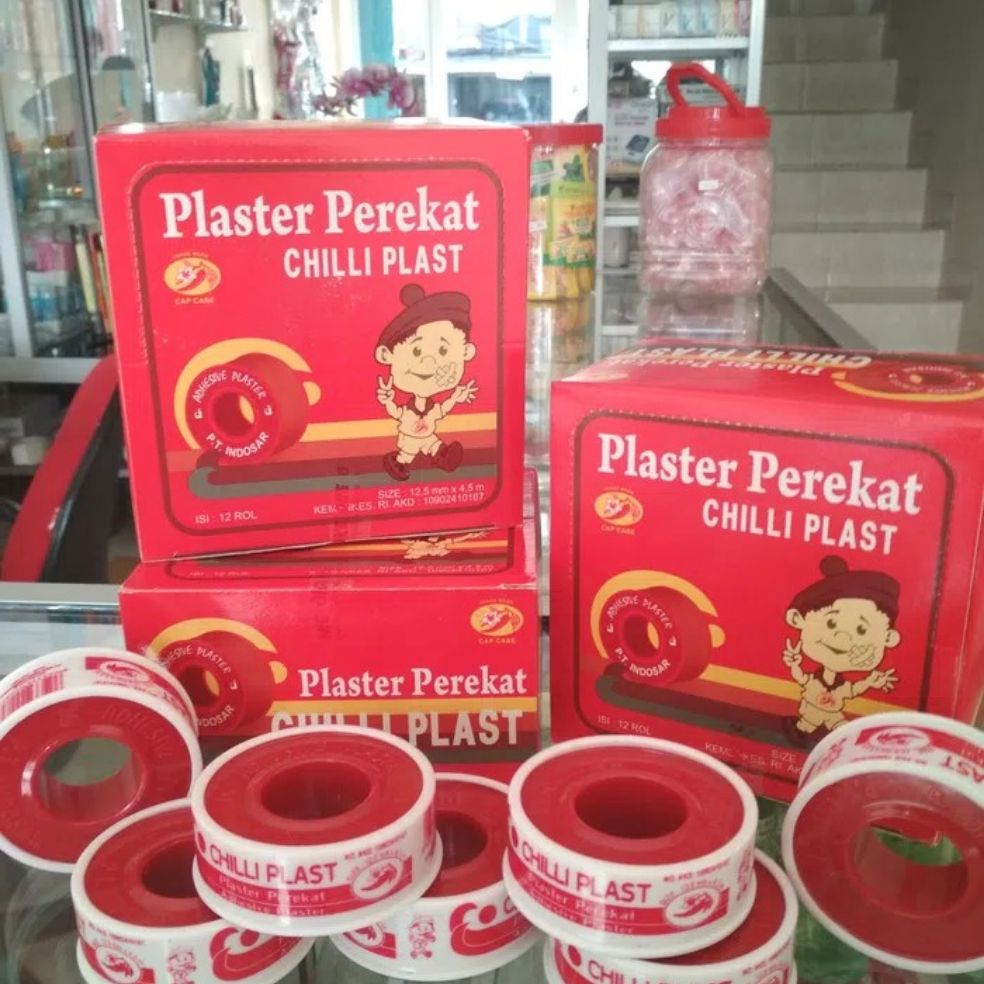 Plester perekat chili plast 1dus/12 rol 1/2 inch 12,5 mm x 4,5m ...