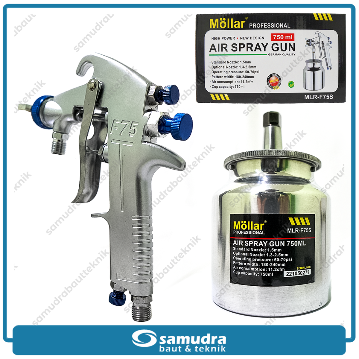 Spray Gun Tabung Bawah MOLLAR F75S Alat Semprot Cat Kompresor Angin ...