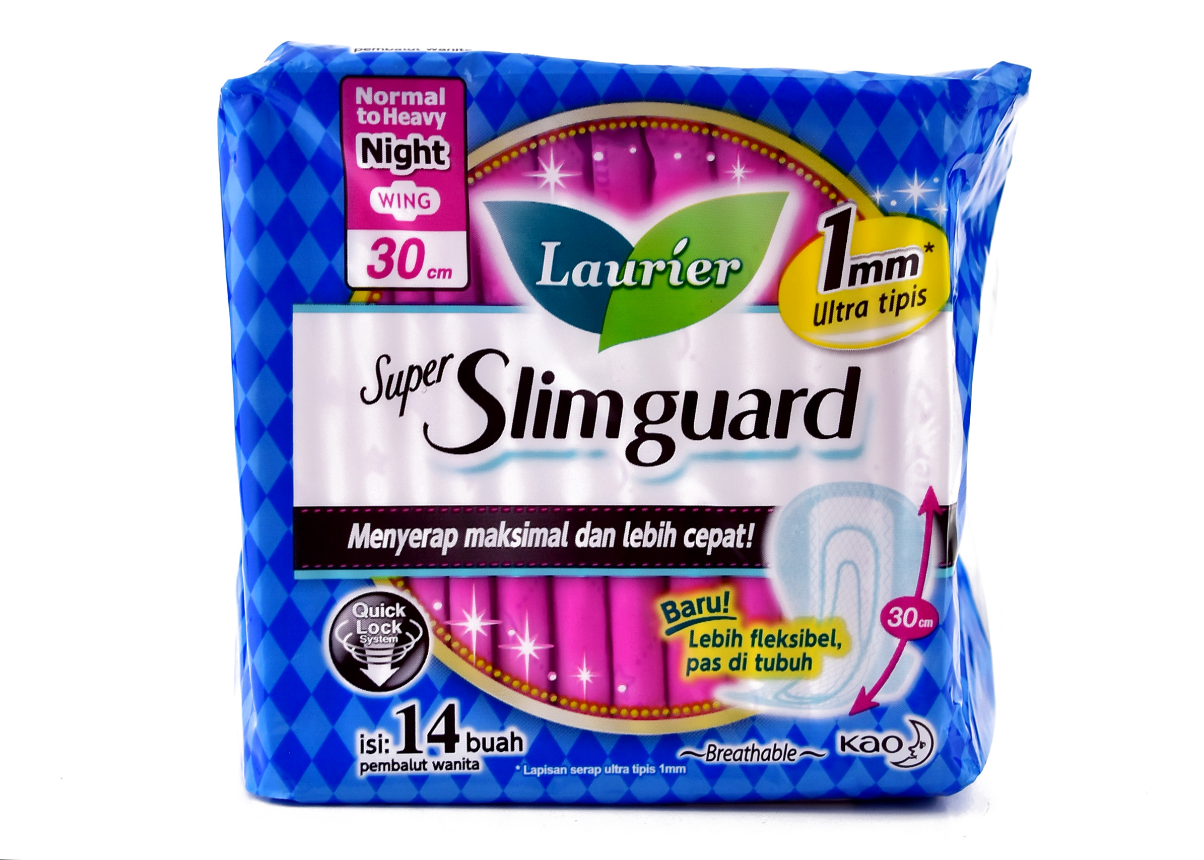 Pembalut Malam Tipis LAURIER Super Slimguard Night WIng 35 cm isi 14 ...