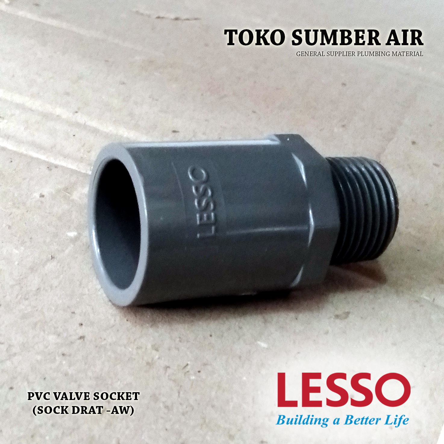 PVC SOCK DRAT LUAR 1 1/2 INCHI- VALVE SOCKET (AW) - MERK LESSO | Lazada ...