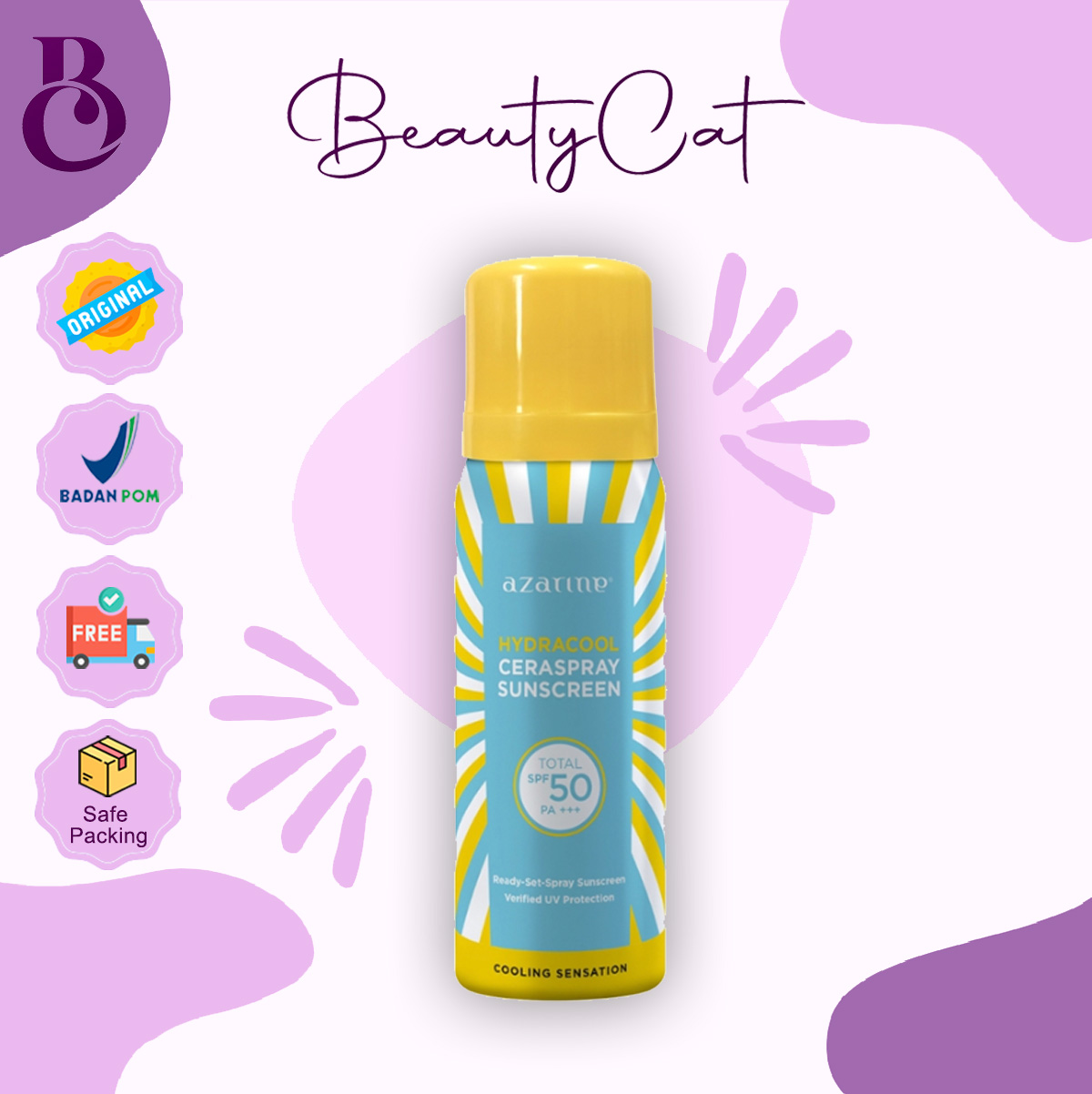 Azarine Hydracool Ceraspray Sunscreen SPF 50 PA+++ 50ml | Sunscreen ...