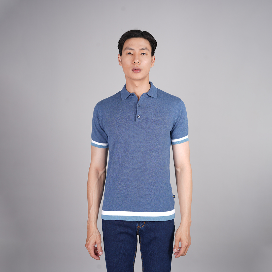 Johnwin - Polo Sweater - Kaos Polo - Bahan Sweater - Biru | Lazada Indonesia