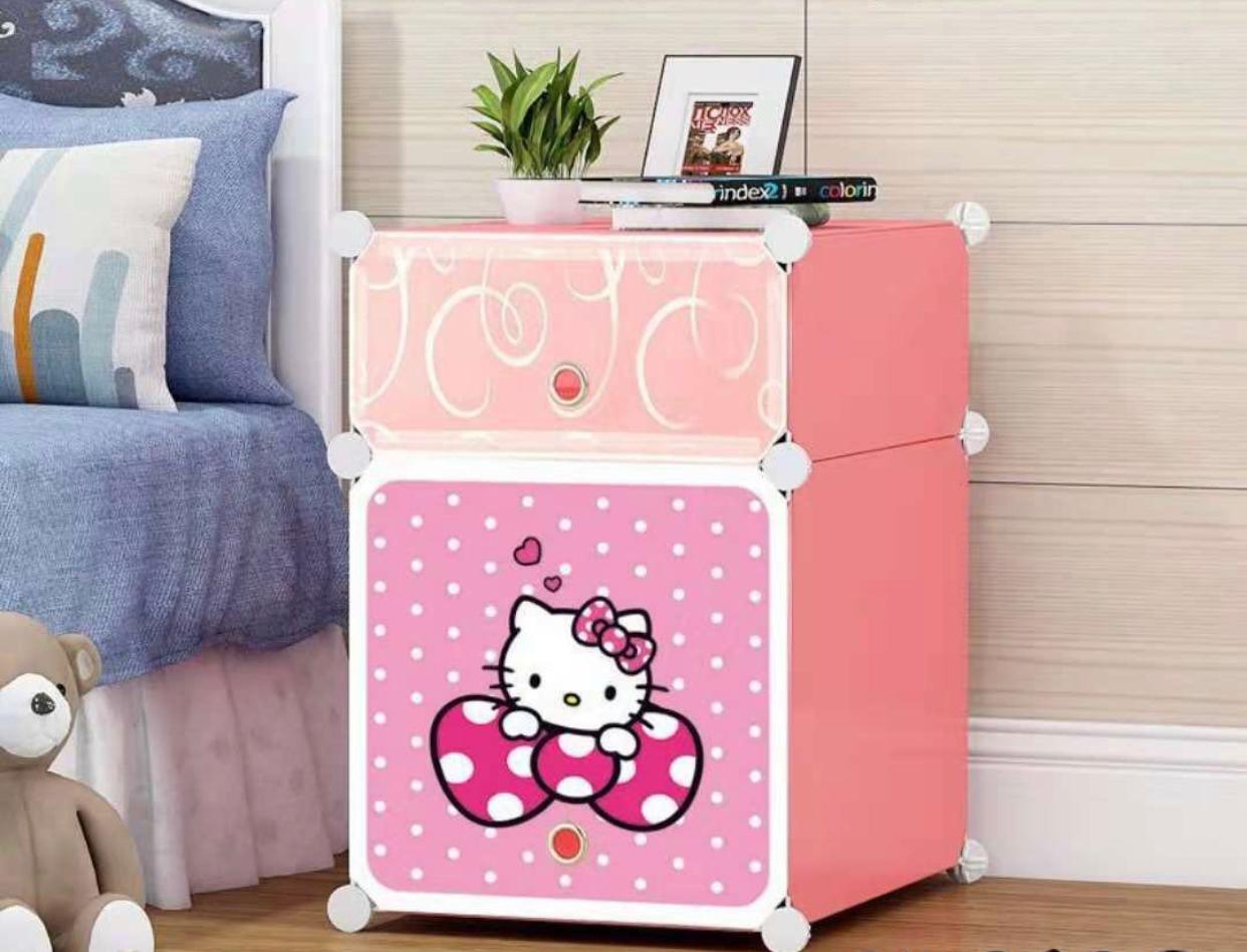 Lemari Plastik Minimalis Lemari Portable Lemari sisi ranjang Mini 2 ...