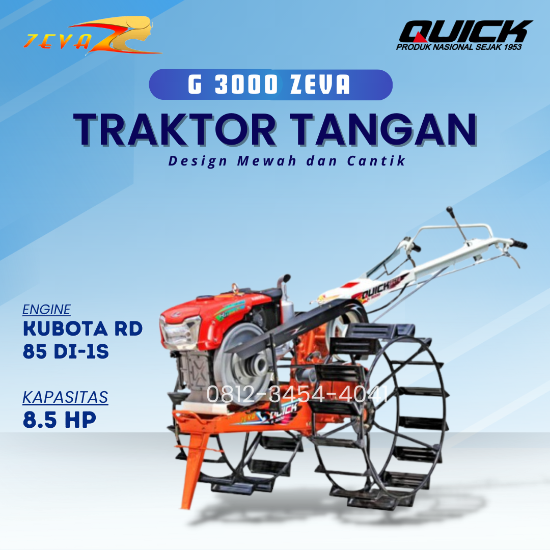 Traktor Quick Mesin Bajak G 3000 Zeva Hand Traktor 8.5 HP | Lazada Indonesia