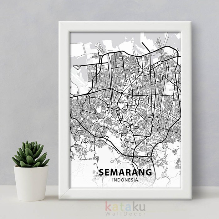 Semarang City Map Art Dekorasi Dinding Poster Peta Semarang Wall Decor ...