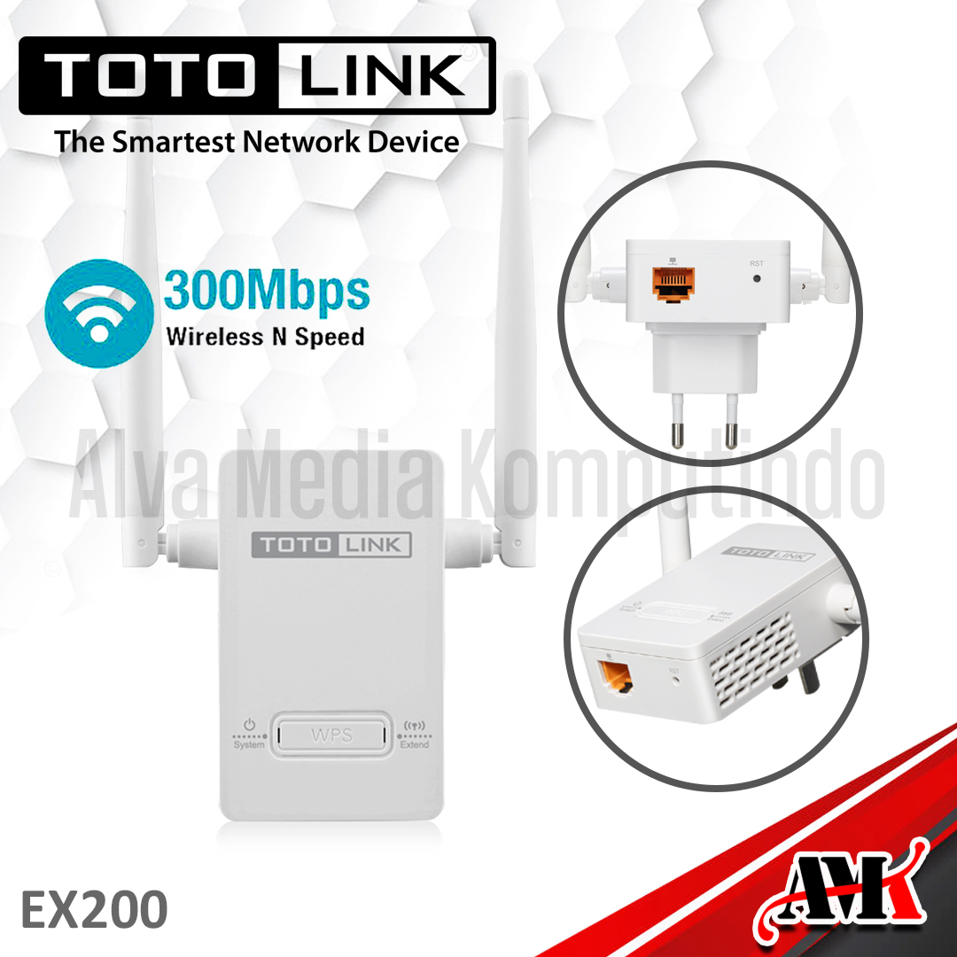 Repeater Totolink EX200 Wifi Extender 300Mbps Wireless N Range Extender ...