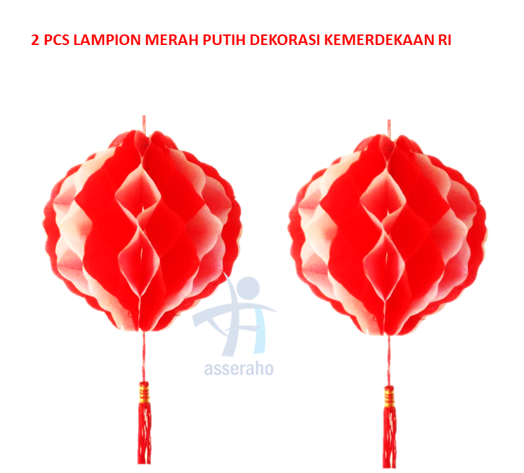 Isi 2 Pcs Hiasan Lampion Merah Putih 20cm Dekorasi Hut RI 17 Agustus ...
