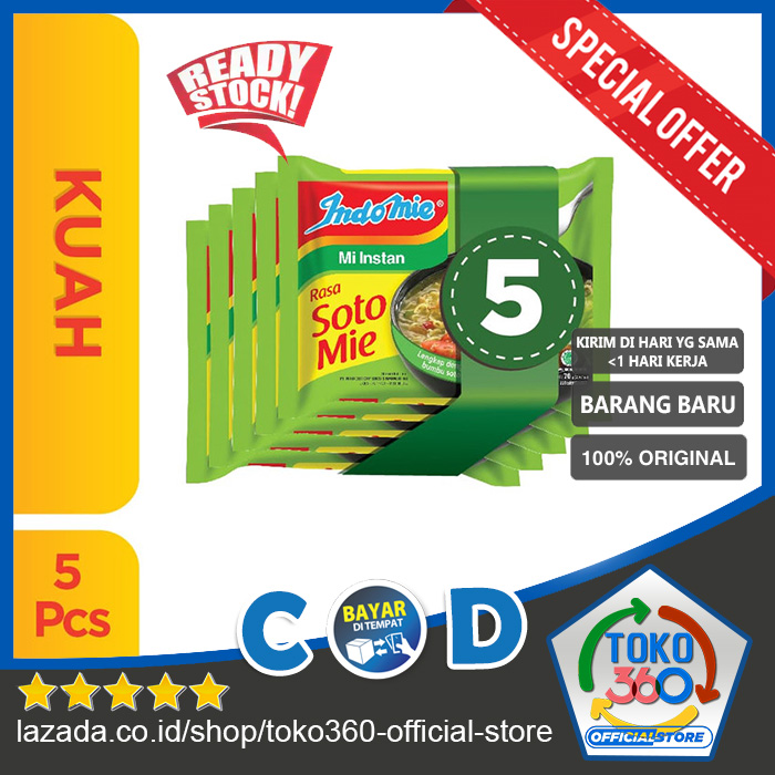 (5 bungkus) Indomie Kuah Rasa Soto Mie 70g Mie Mi Rebus Seleraku ...