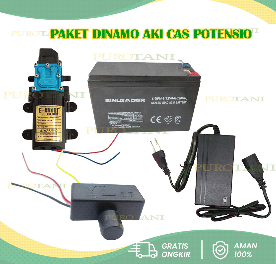 Paket dinamo e kabut 6LPM sprayer elektrik aki potensio charger 110psi ...
