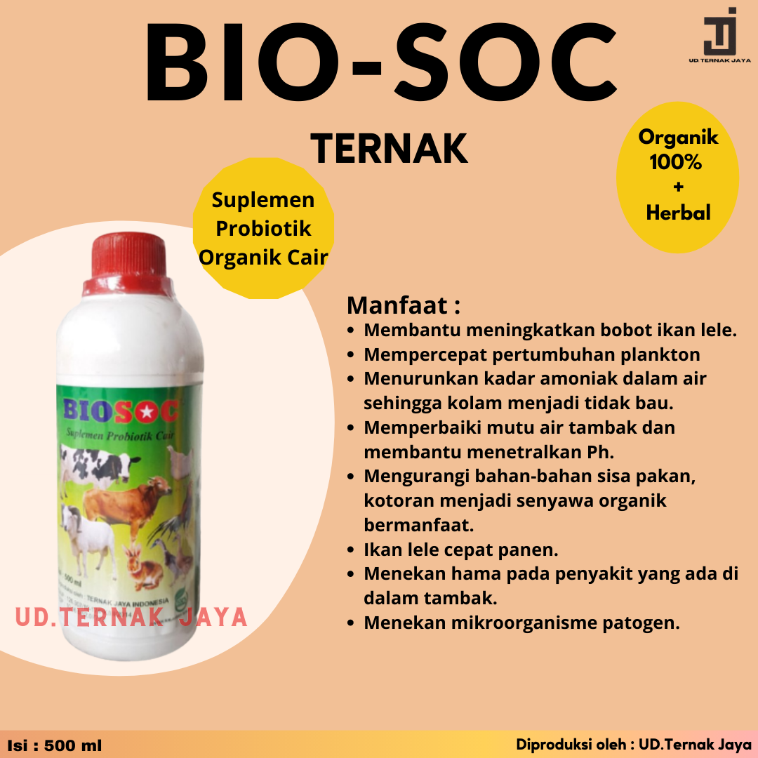 BIO SOC TERNAK SUPLEMEN ORGANIK CAIR PROBIOTIK MENGANDUNG HERBAL ...