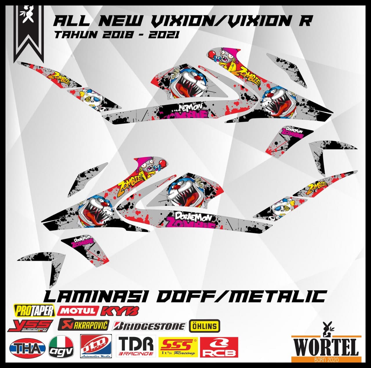 Sticker striping list Decal TRANSPARAN UV motor New Vixion DORAEMON ...