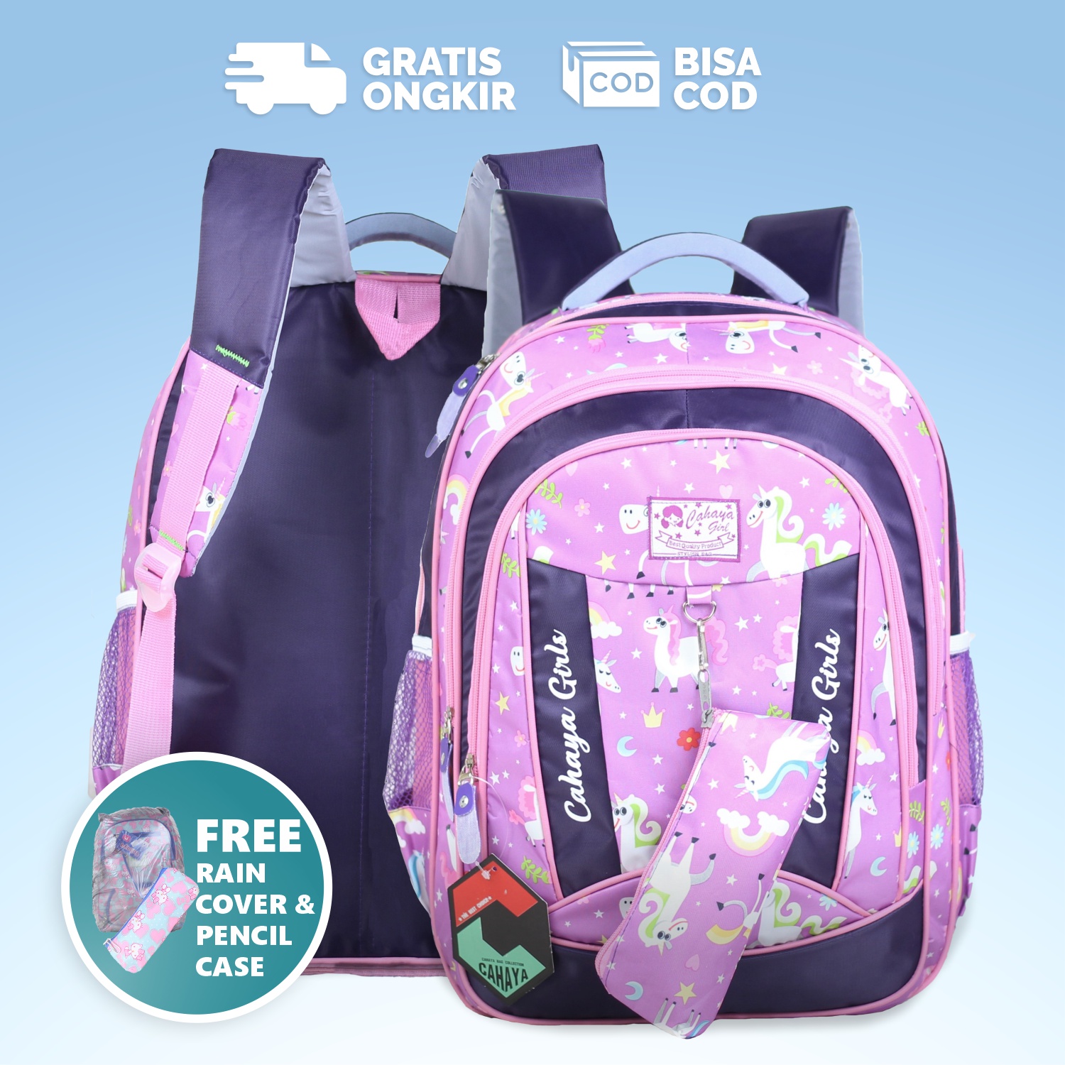 [COD - RJMEDIA ] Tas Ransel Anak Cewek Cahaya Kuda Pony Ungu Tas ...