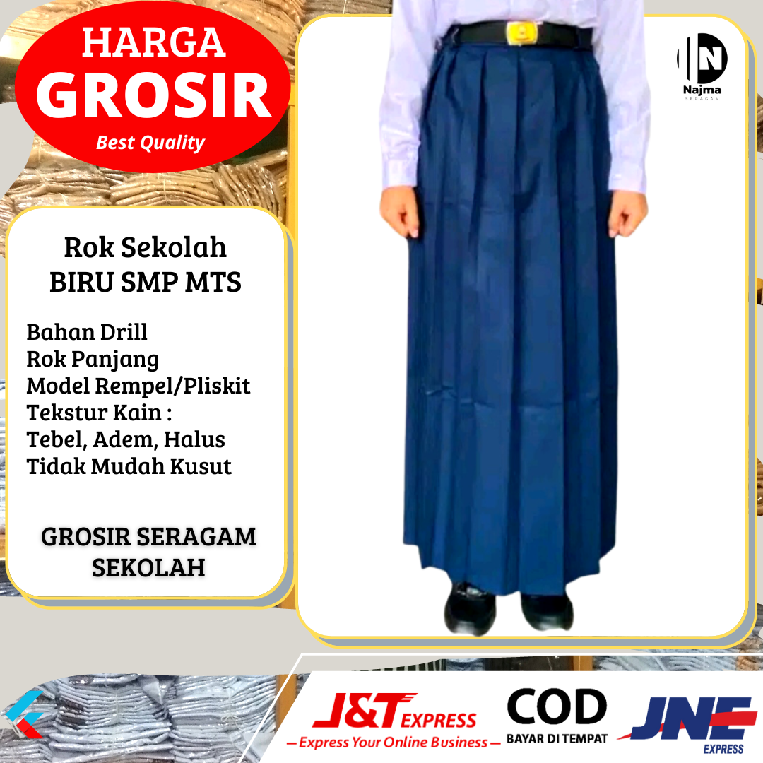 Rok Seragam Sekolah SMP MTS Biru Panjang | Lazada Indonesia