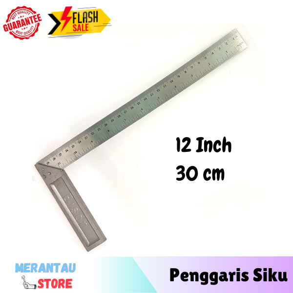 Siku Tukang Bangunan 30cm 12 inch Siku Tukang Pasekon Penggaris Siku ...