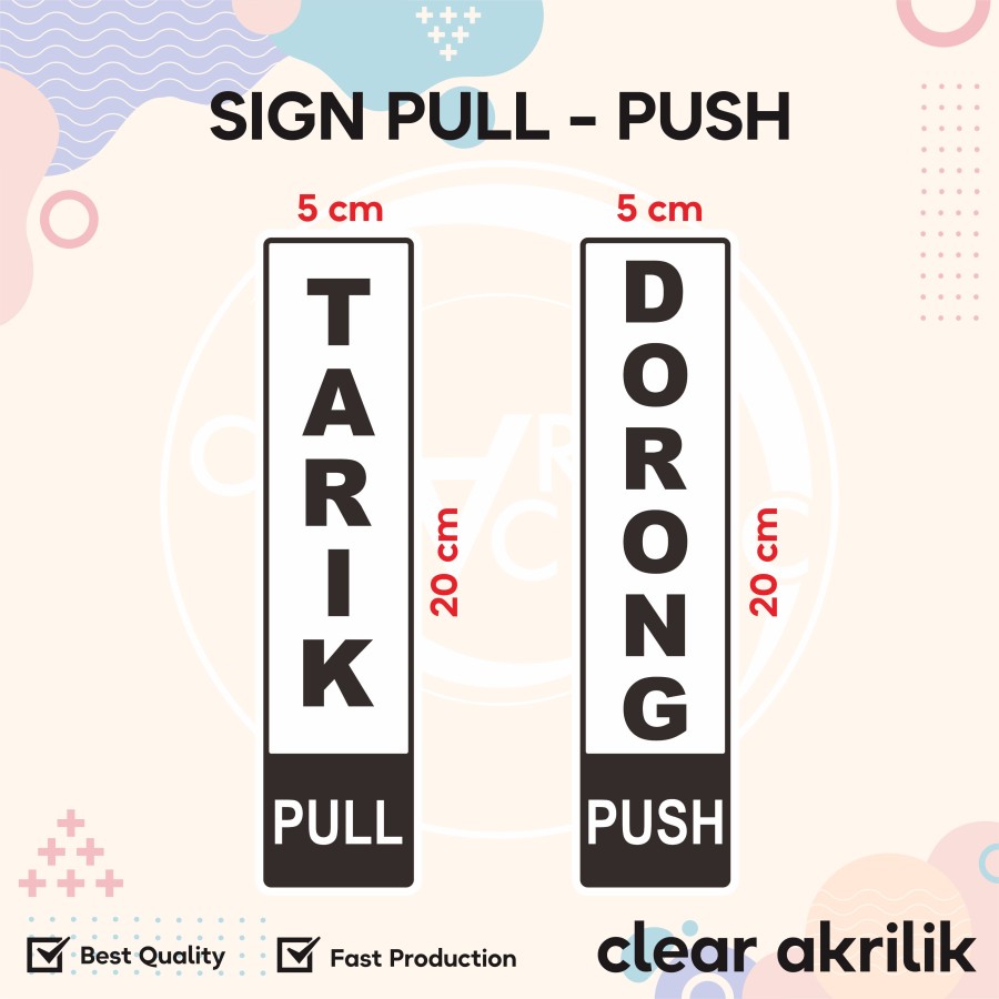 SIGN LABEL STICKER DORONG TARIK PINTU - DOOR SIGN PULL PUSH - 1 SET ...
