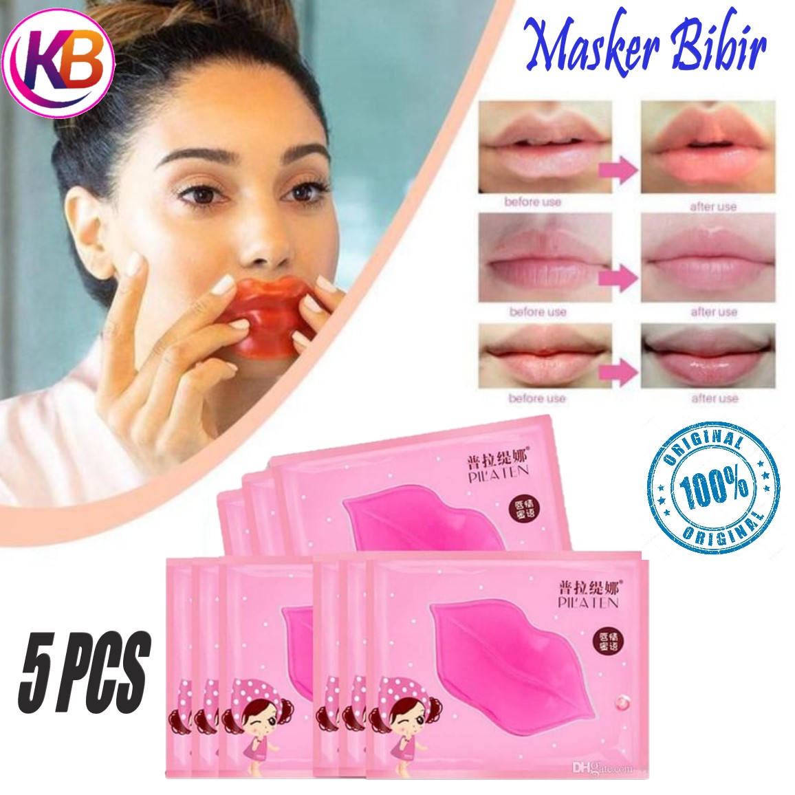 ( 5 PCS ) Masker Bibir Bioaqua - Masker Pelembab Bibir Segar dan Fresh ...