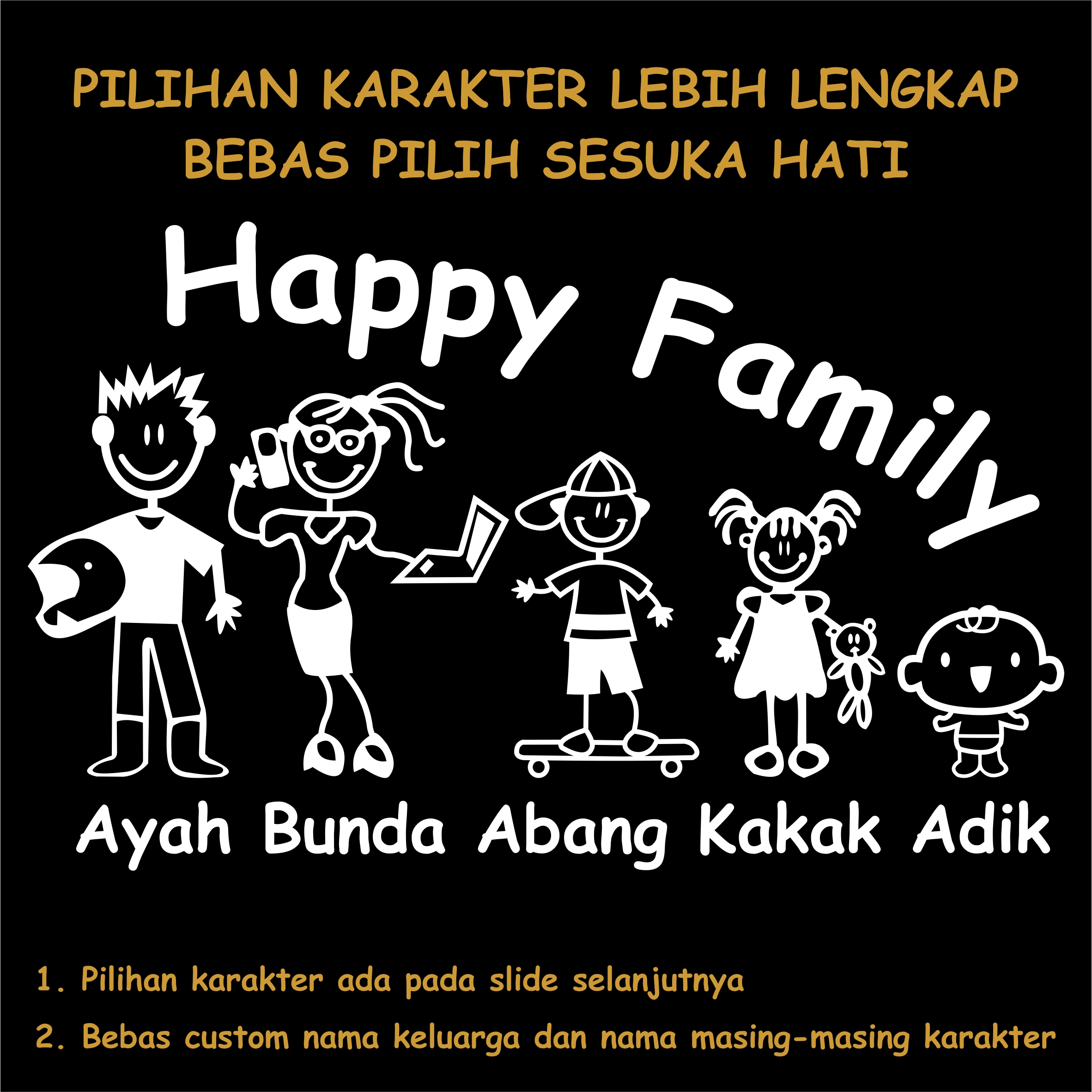 CUTTING STICKER HAPPY FAMILY / MUSLIM FAMILY WARNA POLOS STIKER CUSTOM ...