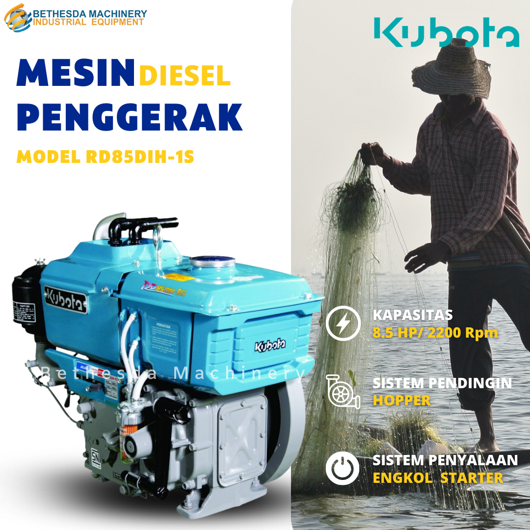 Diesel 8.5 PK Kubota Engine RD 85 DIH-1S 8.5PK Mesin penggerak 8.5 hp ...