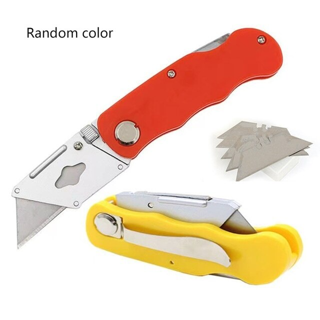 Pisau Cutter Lipat Foldable Cutter Knife refil isi 5 Pcs Kuat serbaguna ...