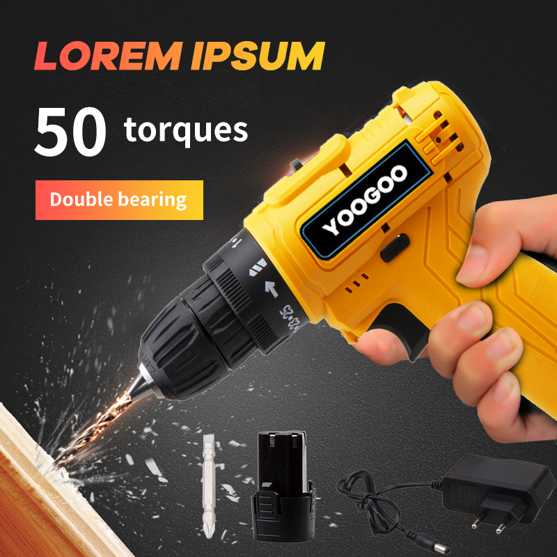 YOOGOO Cordless Drill Lithium-Ion Cordless Drill 12V 1.5Ah Rechageable ...