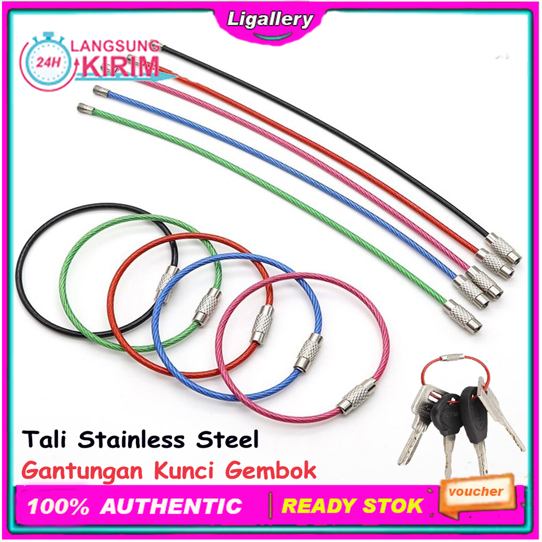 [Ready Stok] 1Pcs Tali Stainless Steel Carabine Gantungan Kunci Tas ...