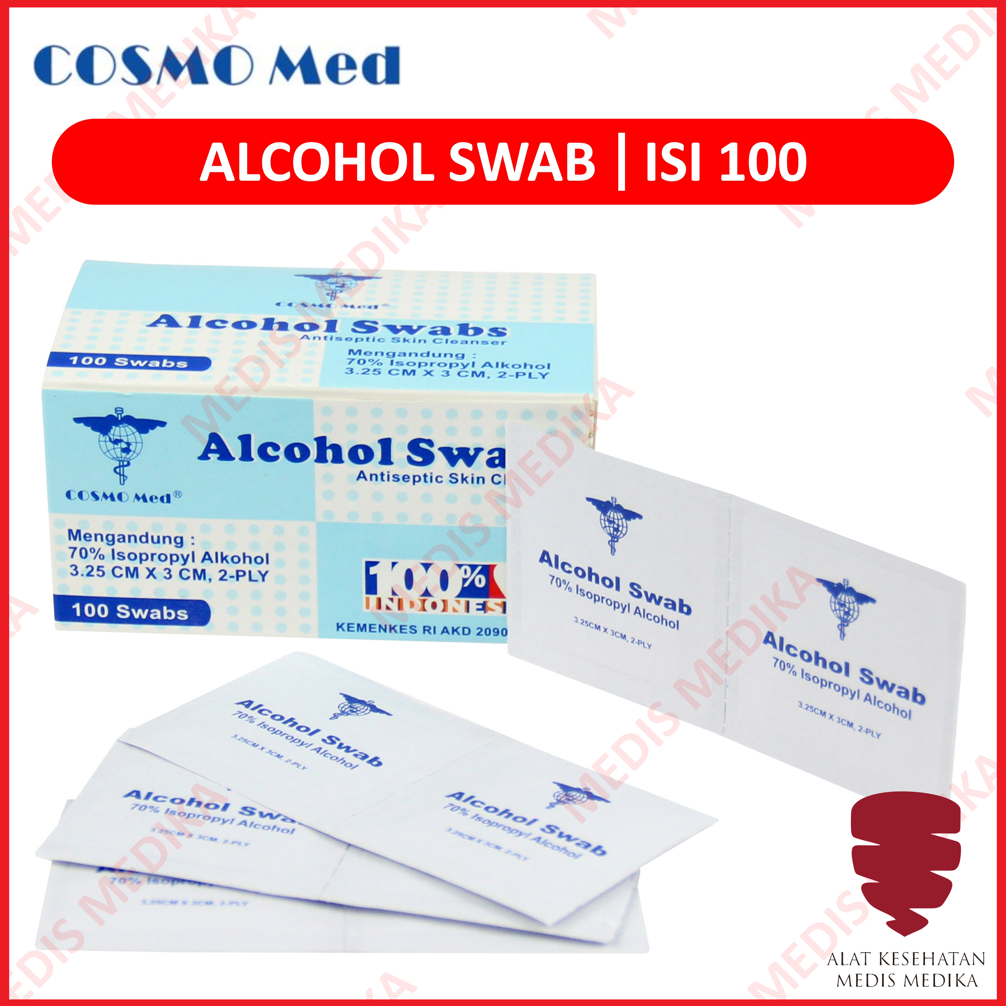 Alcohol Swab Kapas Pembersih Tisu Tissue Alkohol Pads Swabs 100 pcs ...